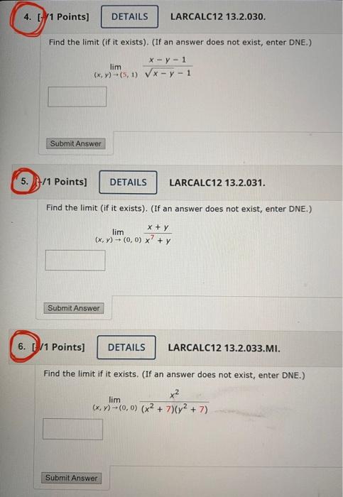 Solved Find the limit (if it exists). (If an answer does not | Chegg.com