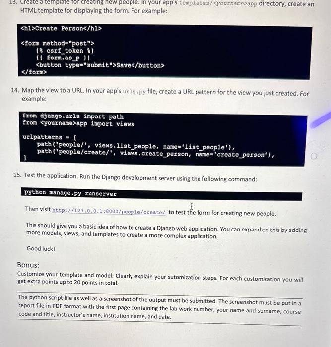 Solved 1. Install Django on your machine. If you don't have | Chegg.com