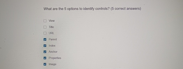 Solved What are the 5 ﻿options to identify controls? ( 5 | Chegg.com