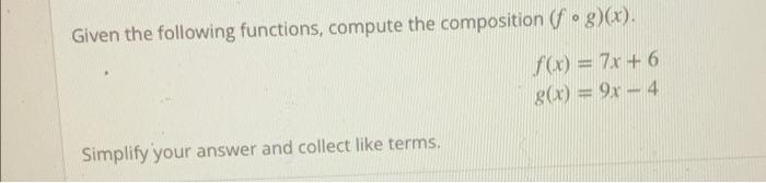 Solved Given the following functions, compute the | Chegg.com