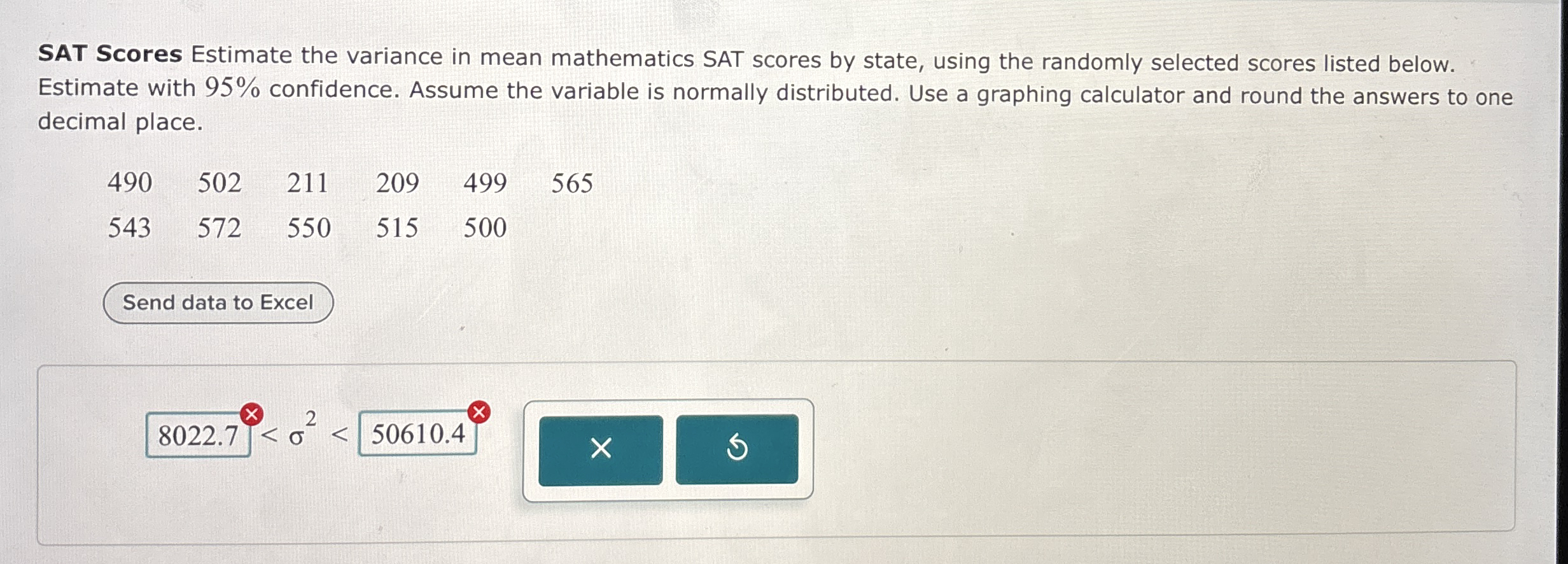 Solved SAT Scores Estimate the variance in mean mathematics | Chegg.com