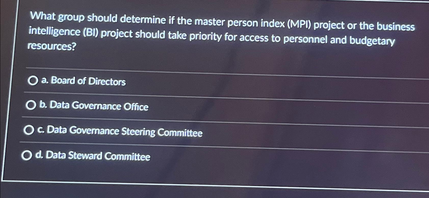 Solved What group should determine if the master person | Chegg.com