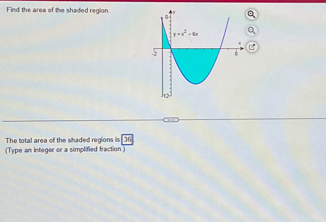 Solved Find the area of the shaded region.The total area of | Chegg.com