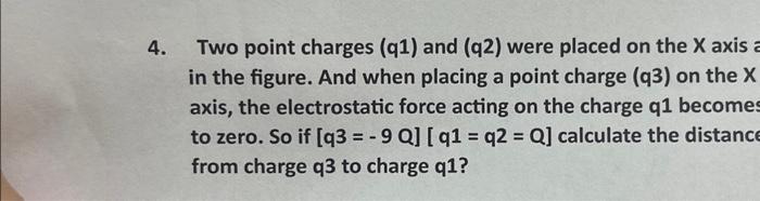 Solved 4. Two point charges (q1) and (q2) were placed on the | Chegg.com