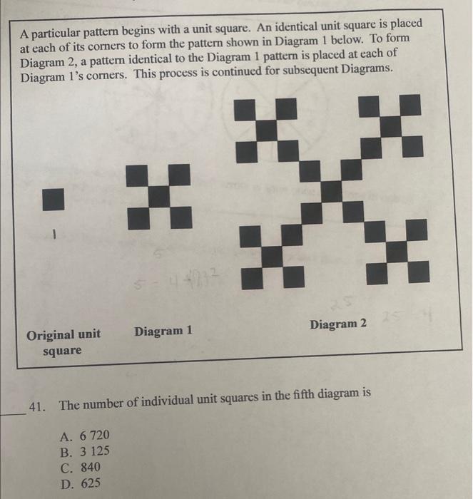 Solved A particular pattern begins with a unit square. An | Chegg.com