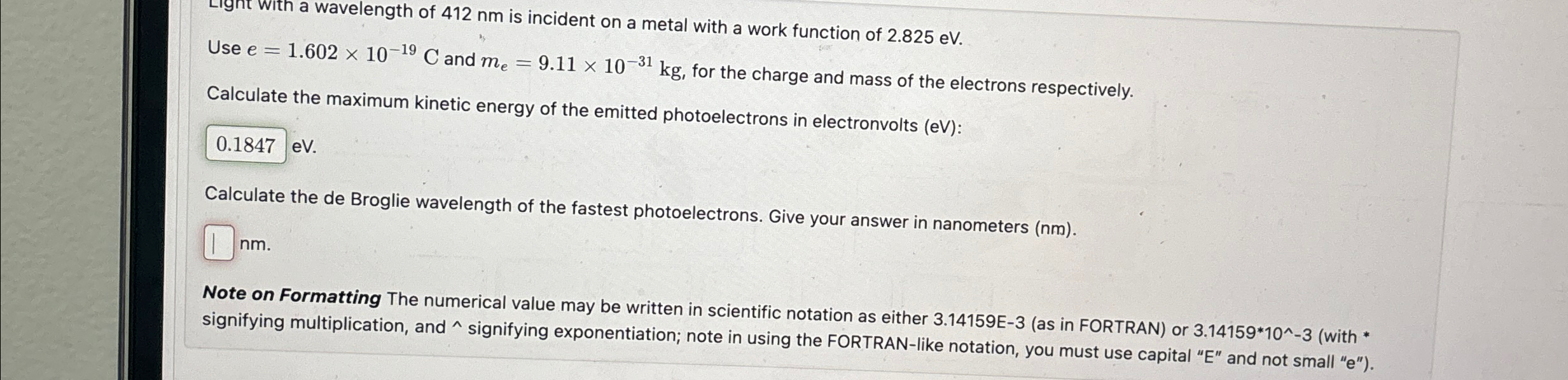 Solved With a wavelength of 412nm ﻿is incident on a metal | Chegg.com