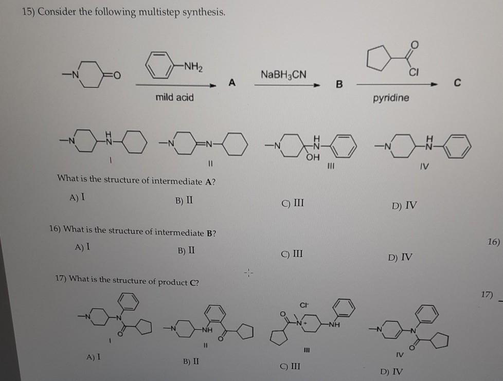 Solved 15) Consider the following multistep synthesis. -NH2 | Chegg.com