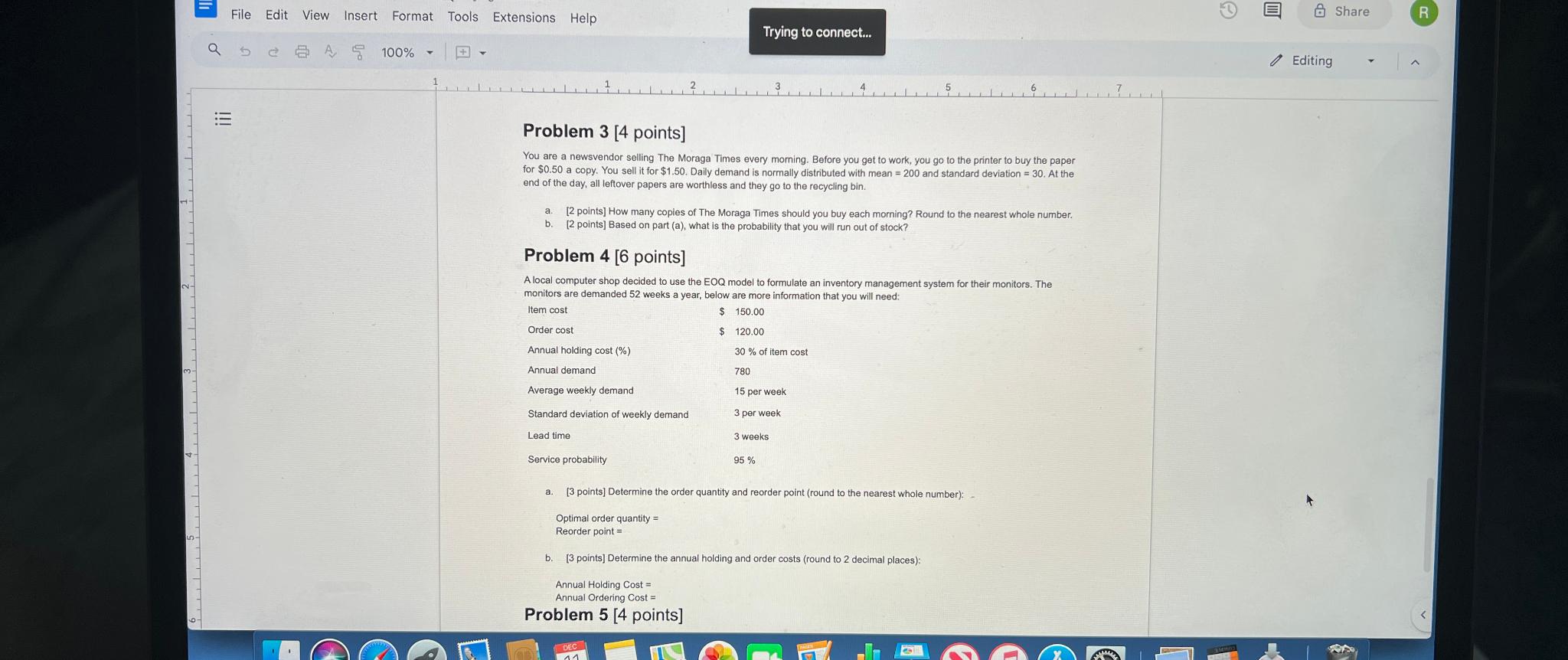 Solved File Edit View Insert Format Tools Extensions | Chegg.com