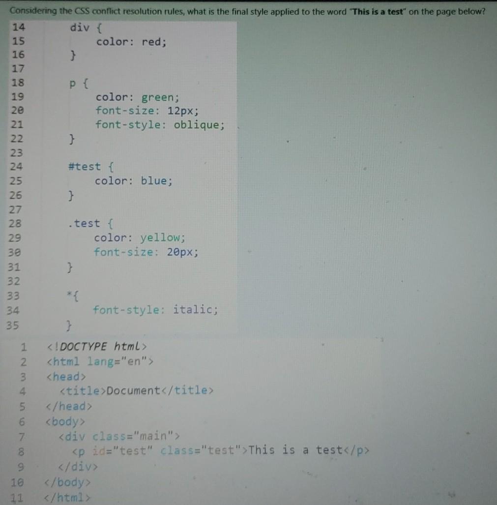 Solved 2e Considering the CSS conflict resolution rules, | Chegg.com Solved 2e Considering the CSS conflict resolution rules, | Chegg.com