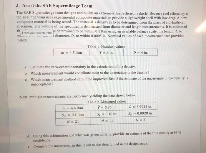 3. Assist the SAE Supermileage Team The SAE | Chegg.com