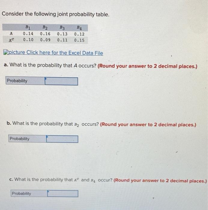 Solved Consider the following joint probability table. B2 B3 | Chegg.com