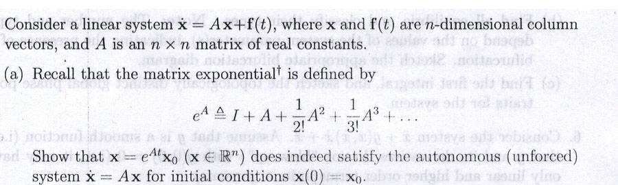 Consider a linear system xdot = Ax + f(t), where x | Chegg.com
