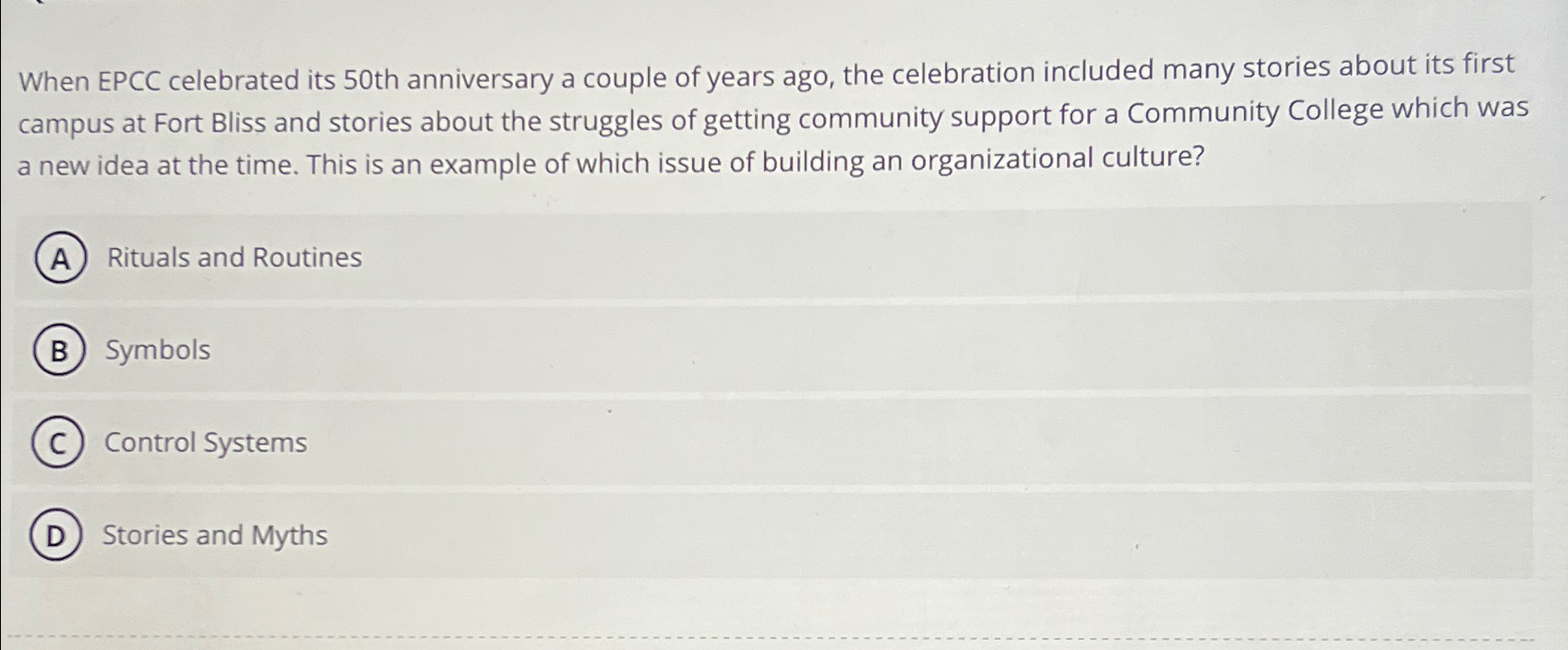 Solved When EPCC celebrated its 50th anniversary a couple of | Chegg.com