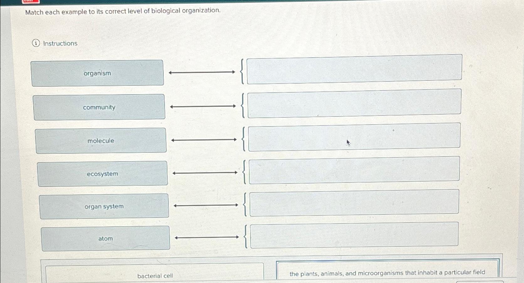 Solved Match each example to its correct level of biological | Chegg.com