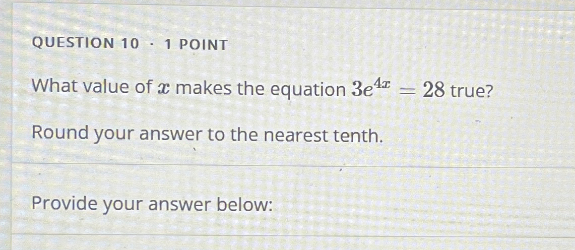 Solved QUESTION 10 - 1 ﻿POINTWhat value of x ﻿makes the | Chegg.com