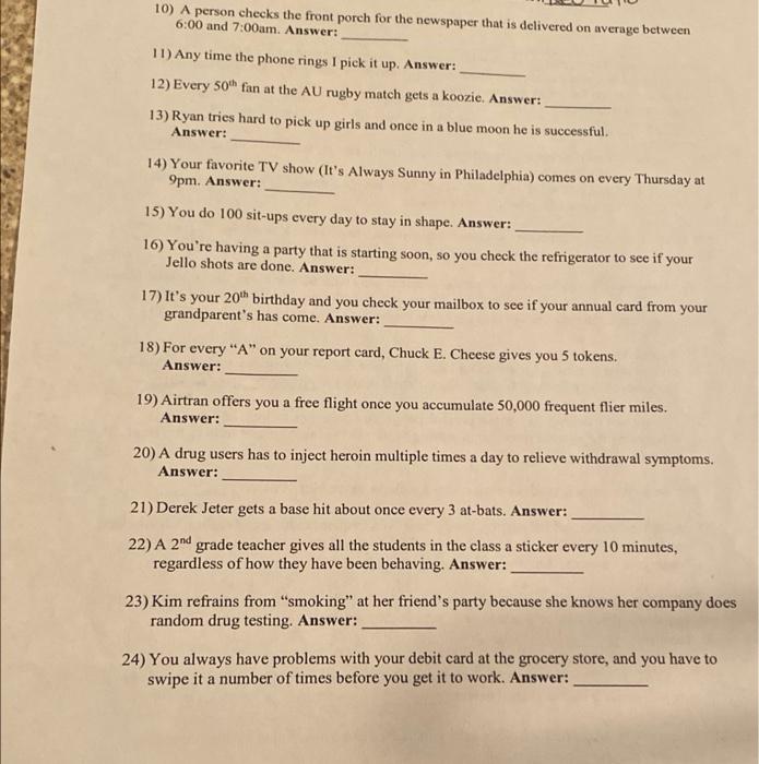 Solved Schedules of Reinforcement Exercise Below is a list | Chegg.com