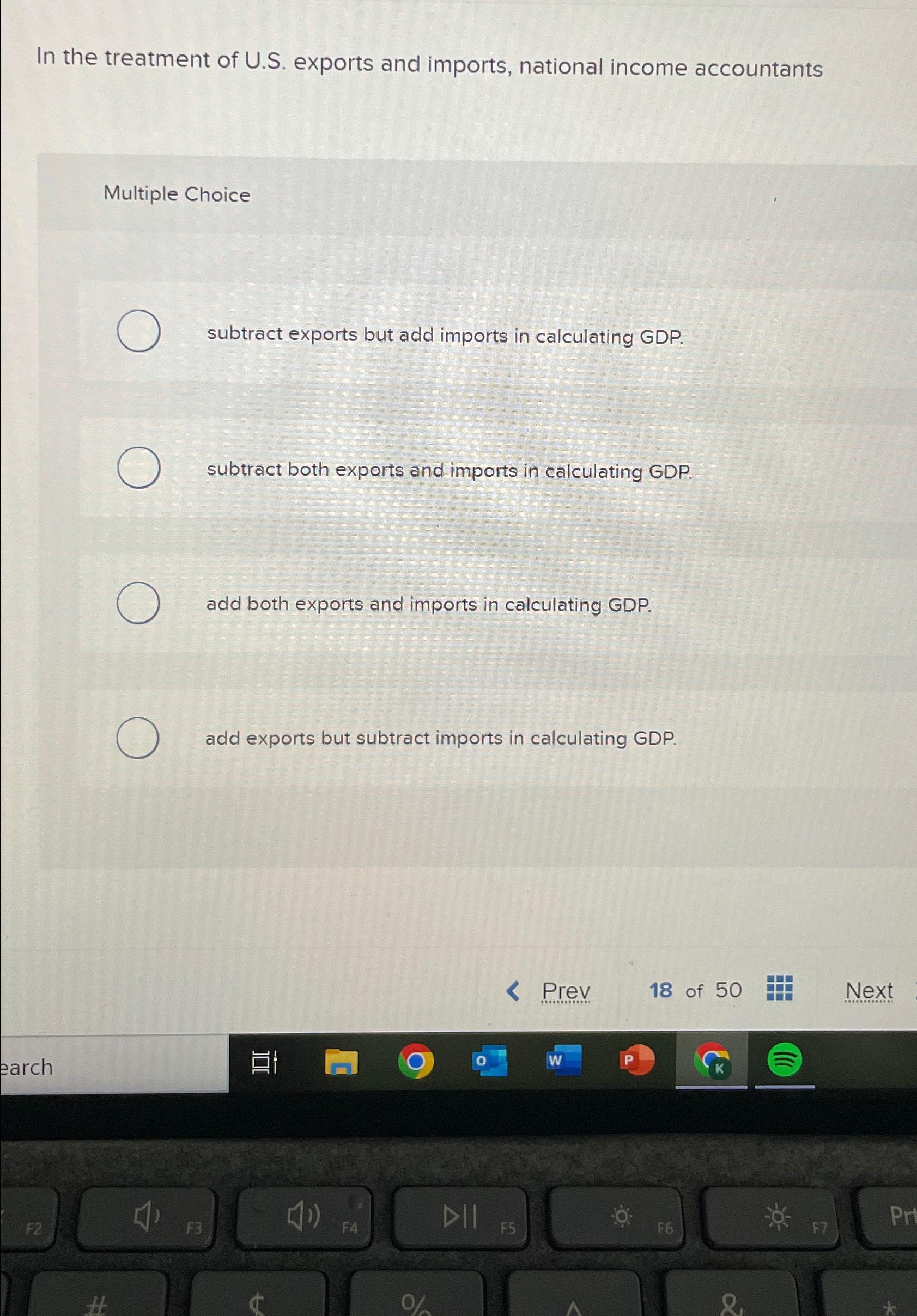 Solved In the treatment of U.S. ﻿exports and imports, | Chegg.com