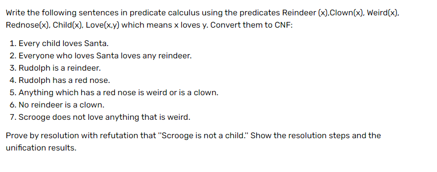 Solved Write the following sentences in predicate calculus | Chegg.com