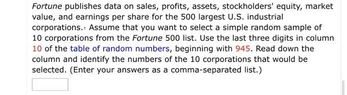 Solved Fortune publishes data on sales, profits, assets, | Chegg.com