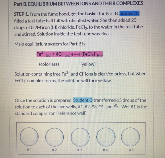Solved Part B. EQUILIBRIUM BETWEEN IONS AND THEIR COMPLEXES | Chegg.com