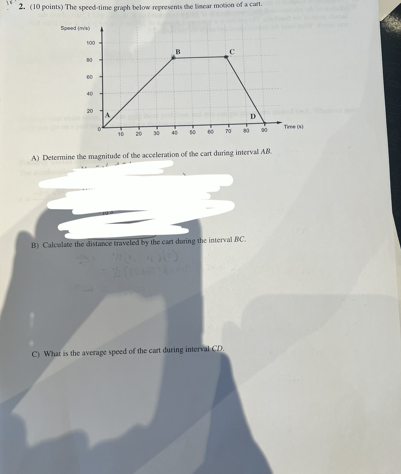 Solved (10 ﻿points) ﻿The speed-time graph below represents | Chegg.com