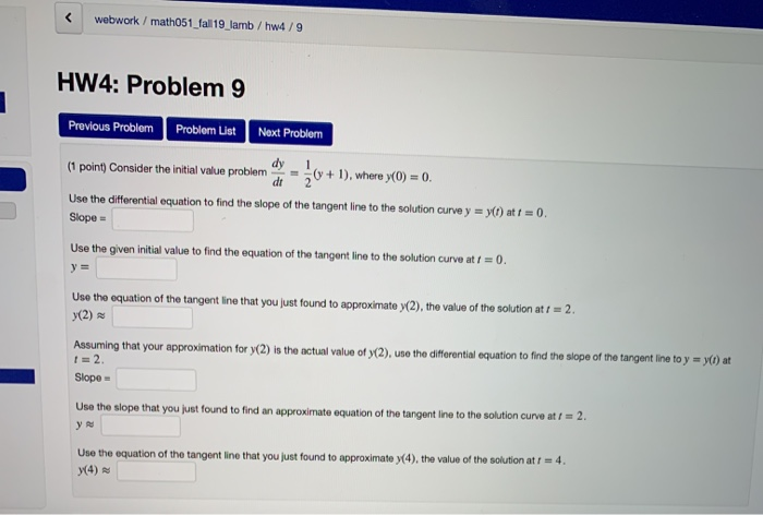 Solved webwork/ math051_fall19 lamb/hw4/9 HW4: Problem 9 | Chegg.com