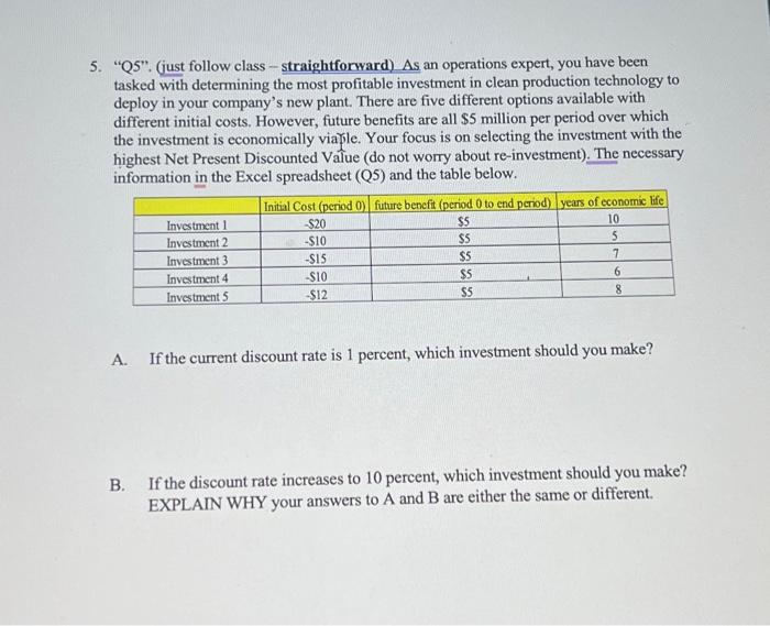 Solved 5. "Q5". (just follow class - straightforward) As an | Chegg.com