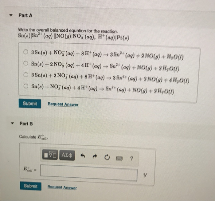 Solved Part A Write the overall balanced equation for the | Chegg.com