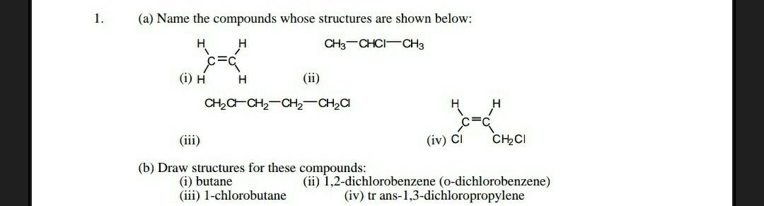 Solved (a) Name the compounds whose structures are shown | Chegg.com