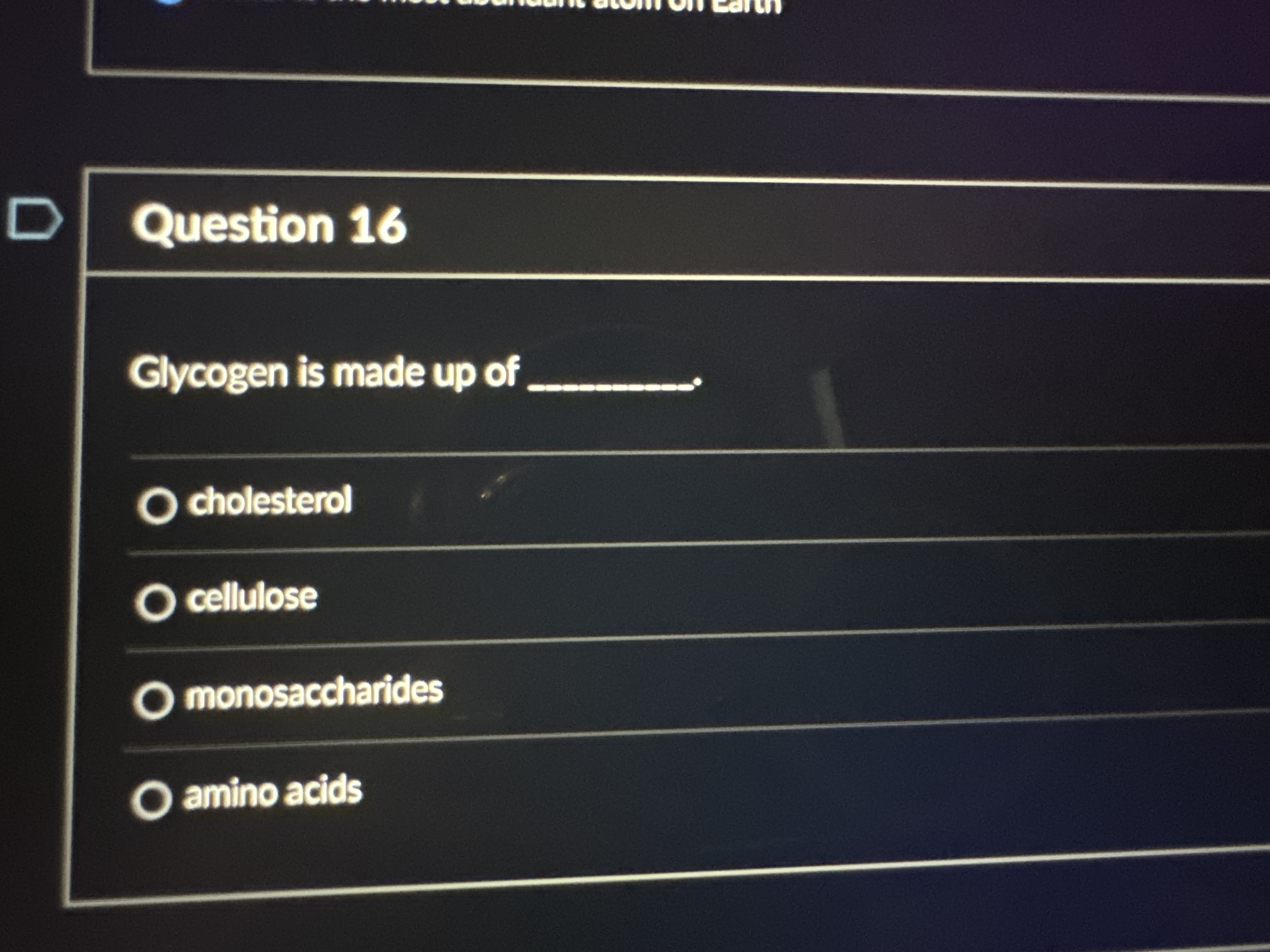 Solved Question 16Glycogen is made up | Chegg.com