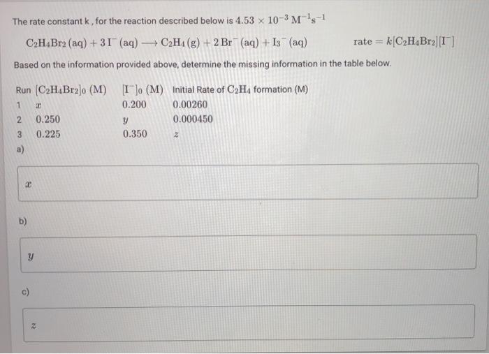 Solved The rate constant k, for the reaction described below | Chegg.com