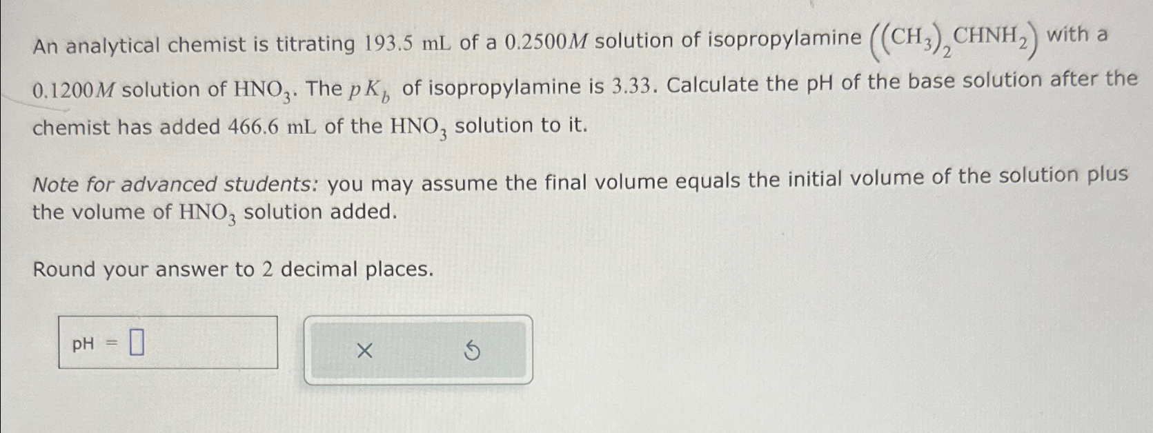Solved An analytical chemist is titrating 193.5mL ﻿of a | Chegg.com
