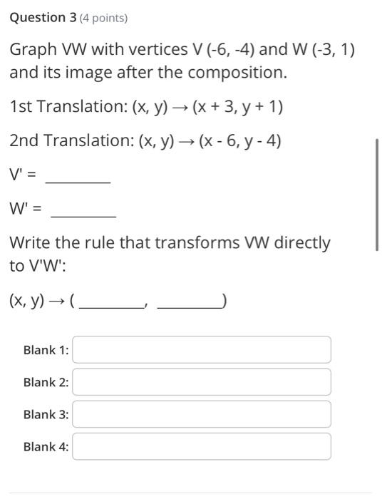Solved Question 3 (4 points) Graph VW with vertices V | Chegg.com Solved Question 3 (4 points) Graph VW with vertices V | Chegg.com