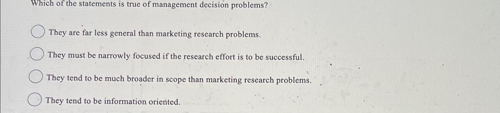 Solved Which of the statements is true of management | Chegg.com