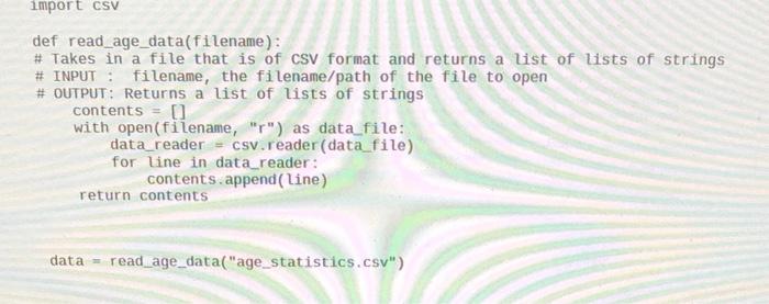 def read_age_data(filename): # Takes in a file that | Chegg.com