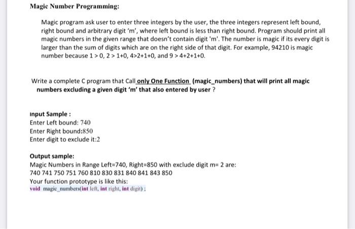 Solved Magic Number Programming: Magic program ask user to | Chegg.com