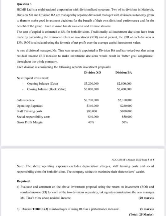 Solved Question 3 HOME Ld is a multi-national corporation | Chegg.com