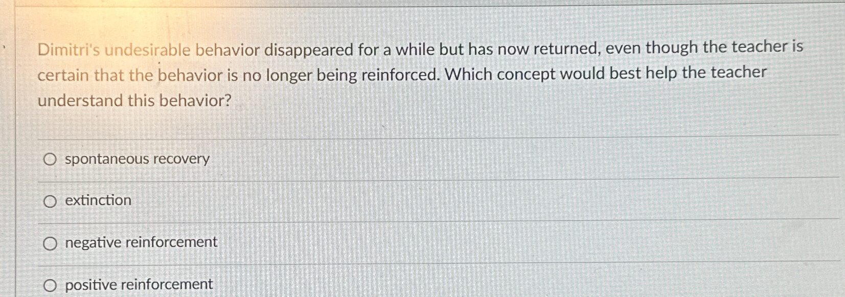Dimitri's undesirable behavior disappeared for a | Chegg.com