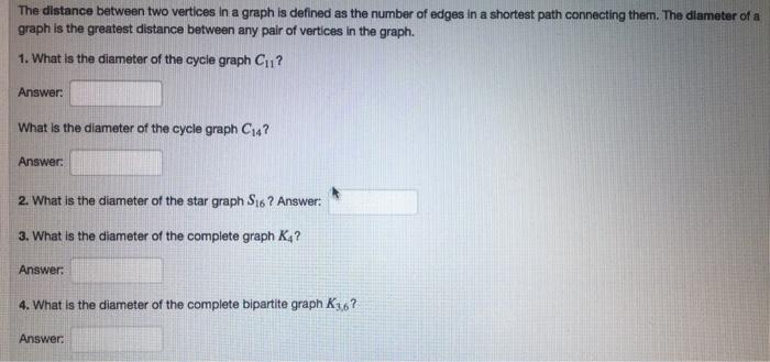 Solved The distance between two vertices in a graph is | Chegg.com