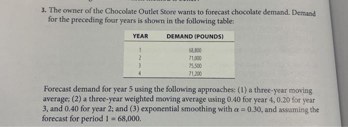 Solved 3 The Owner Of The Chocolate Outlet Store Wants To Chegg