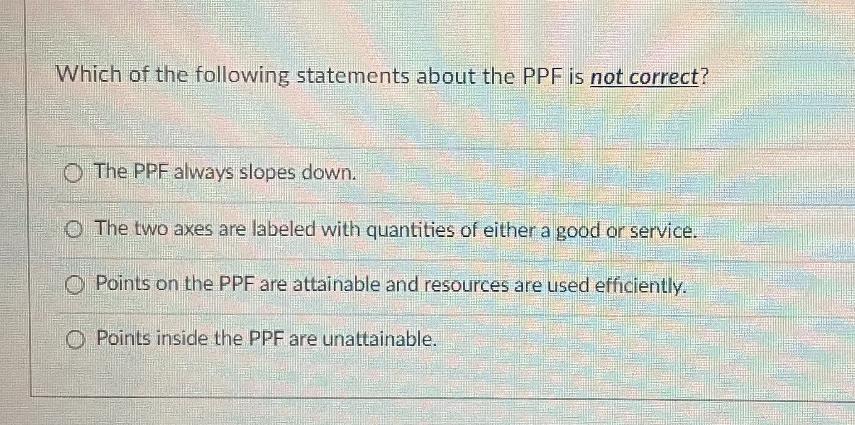 Solved Which of the following statements about the PPF is | Chegg.com