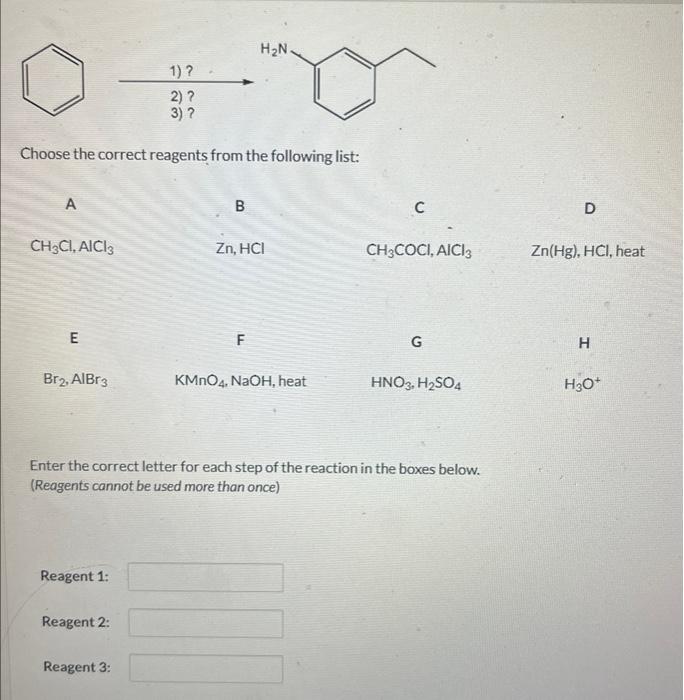 Solved 1)? 2)? 3) ? Choose the correct reagents from the | Chegg.com