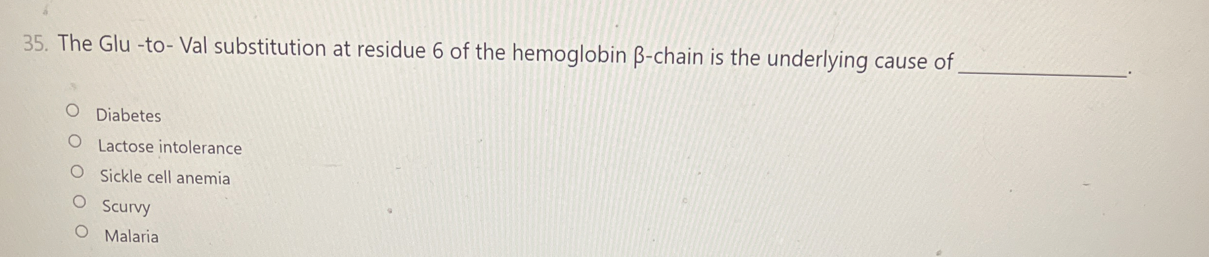 Solved The Glu -to- ﻿Val substitution at residue 6 ﻿of the | Chegg.com