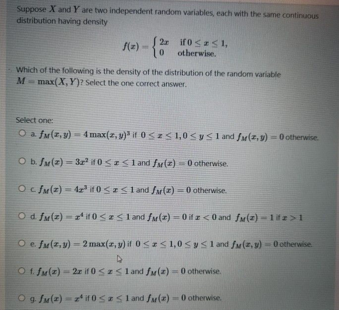 Solved Suppose X and Y are two independent random variables, | Chegg.com