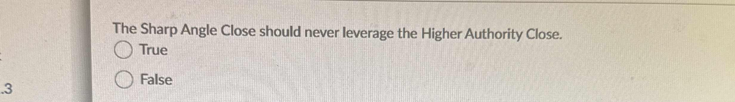 Solved The Sharp Angle Close should never leverage the | Chegg.com