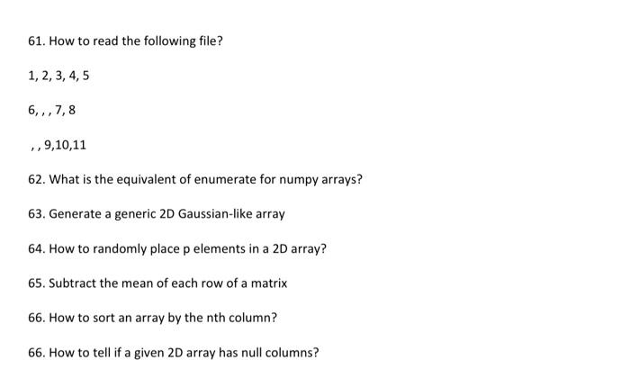 Solved 61. How to read the following file? | Chegg.com