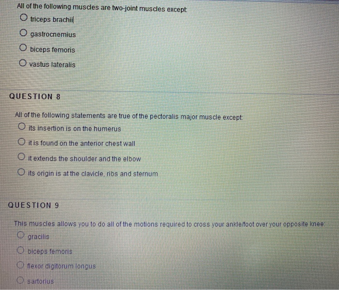 Solved All of the following muscles are two-joint muscles | Chegg.com