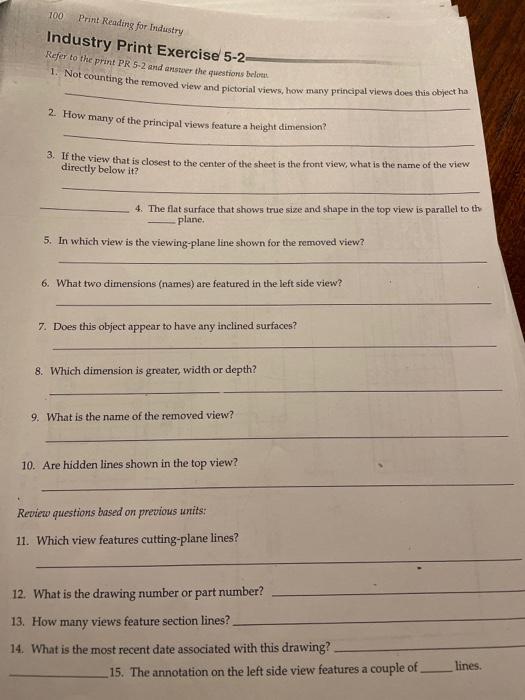 Solved 100 Print Reading for Industry Industry Print | Chegg.com