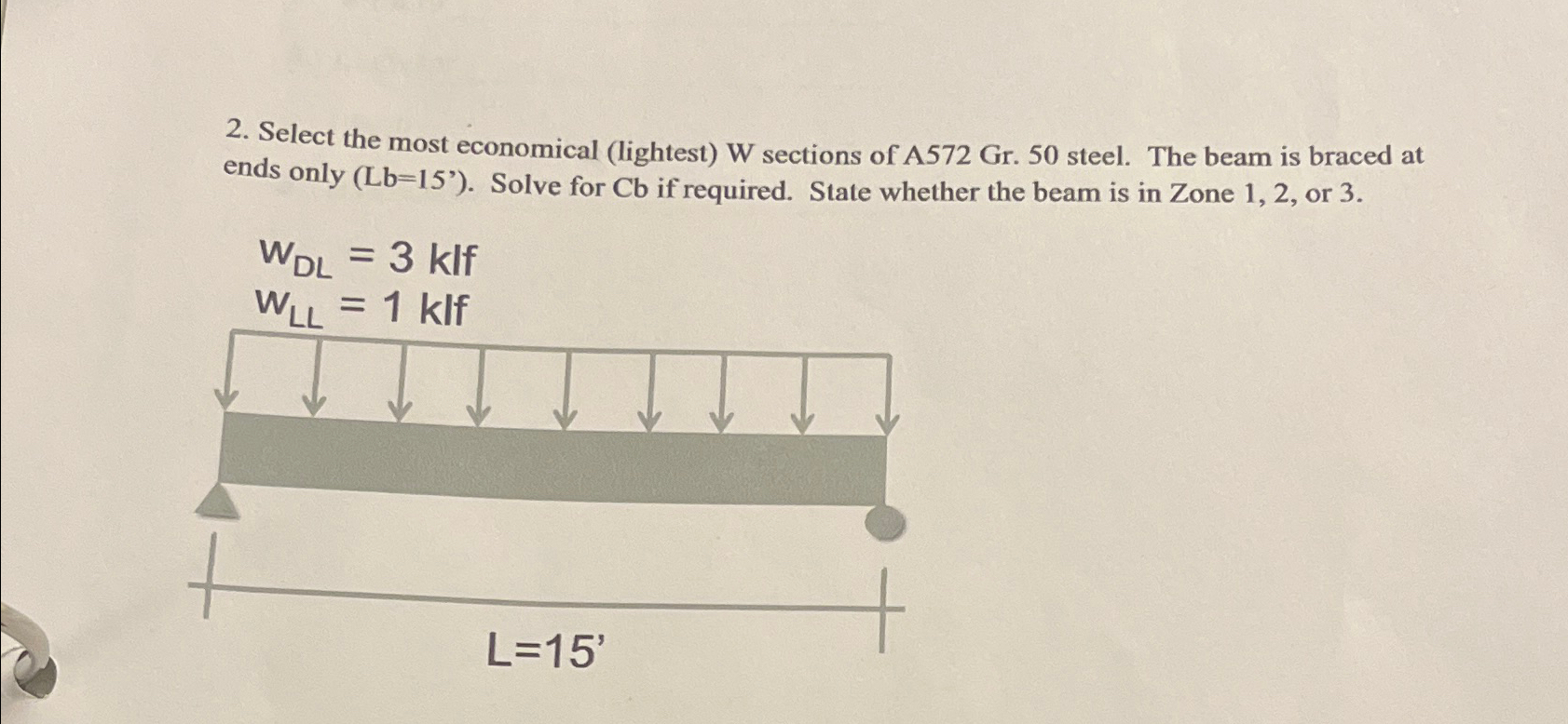 Solved Select the most economical (lightest) ﻿W sections of | Chegg.com