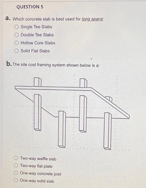 Solved QUESTION 5 a. Which concrete slab is best used for | Chegg.com